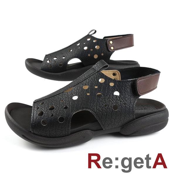 【発売日：2025年12月18日】■商品概要■　Made in JapanRe:getA　リゲッタ 　R286アッパー：合成皮革　アウトソール：合成底（ポリウレタン）カラー：BLK【ブラック】片足重量：約225g（Mサイズ）　ヒール高：約3...