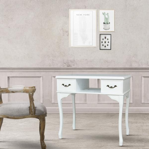 ネコ脚が特徴的なネイルテーブル。開閉が可能な引出しを片面に(反対側はダミー)ご用意しました。※お客様組み立て商品です。（組み立て説明書付き）【サイズ】W800/D450/H750【素材】木【付属品】天板ガラス【カラー】ホワイト【検索ワード】...