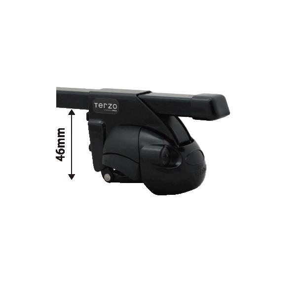 TERZO システムキャリア（ルーフキャリア）セット●商品内容・ルーフレール専用フットセット（EF11BL）　→ブラック・ロック付き・4個セット・工具不要の簡単取り付け・ベースバーセット（EB2）　→板厚2ミリ・防錆加工・2本セット※上記の...