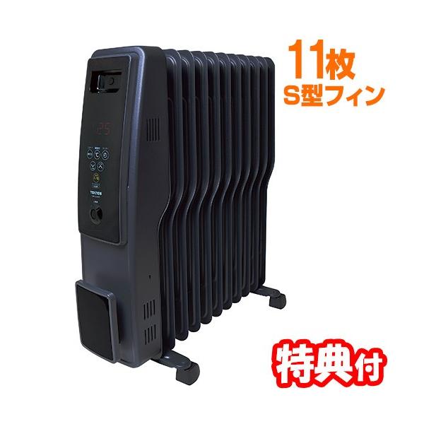 TEKNOS オイルヒーター TOH-D1102K 24時間タイマー つや消しブラック S型11枚フィン 電気オイルヒーター