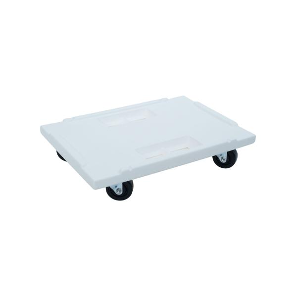 ・折りたたみコンテナ30L・40L・50Ｌ用共通台車・ゴム車輪・材質：ポリエチレン・金属・ゴム・外寸：540×375×120ｍｍ・重量：4kg・車輪直径：75ｍｍ　車輪幅：33ｍｍ　・許容荷重：150kg 業界トップクラスの耐久力です。プロ...