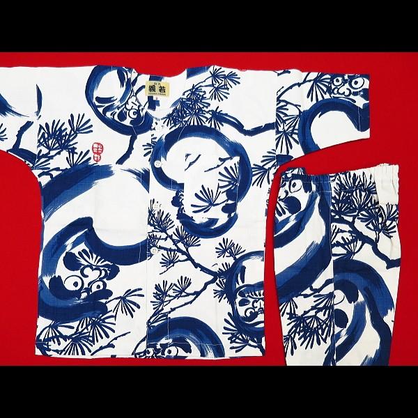 ■「義若」オリジナルの子供鯉口シャツ上下セットです。■股引きはゴムズボン仕様です。■７号（１４０サイズ）身丈６４ｃｍ　身幅４６ｃｍ　ズボン総丈８２ｃｍ■商品の柄の出方は生地の裁断によりひとつひとつ異なり、商品画像の柄の出方とは異なります。