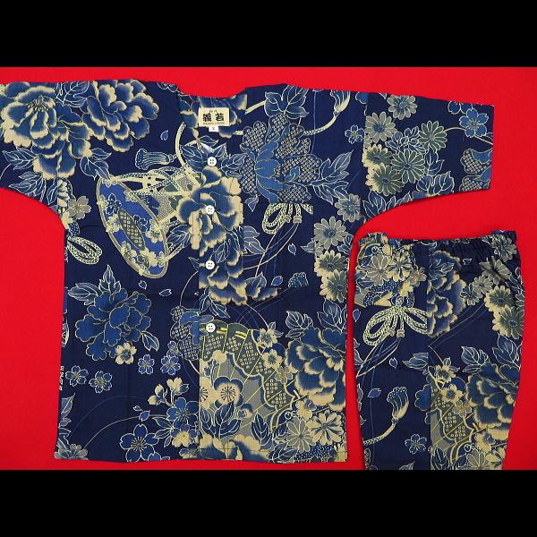 ■「義若」オリジナルの子供鯉口シャツ上下セットです。■股引きはゴムズボン仕様です。■４号（１２０サイズ）身丈５４ｃｍ　身幅４０ｃｍ　ズボン総丈７２ｃｍ■５号（１３０サイズ）身丈５９ｃｍ　身幅４２ｃｍ　ズボン総丈７６ｃｍ■商品の柄の出方は生地...