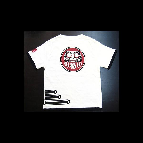 ■”倒れても必ず起きる”という縁起物「だるま」をデザインした和柄Ｔシャツです。■抜染技法、着色抜染でプリントしているので味わい深い和風な仕上がりとなってます。生地も特注で造ったスラブ天竺をつかっているこだわり商品です。■チーム・グループでお...