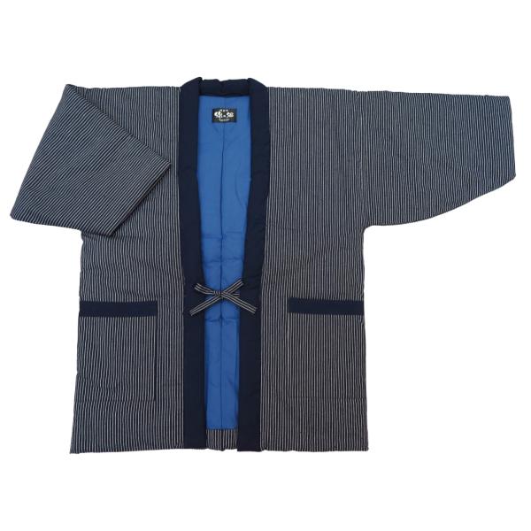 ■本場日本久留米絣紬織り木綿を使用し、日本古来の織りで作られた、こだわりの高級どてら、綿入りはんてんです！■高品質の綿100％で織られていて、人の温もりも伝わってくる手作りな風合い、とてもなごみます。着心地も抜群です！■大判サイズ　　着丈８...