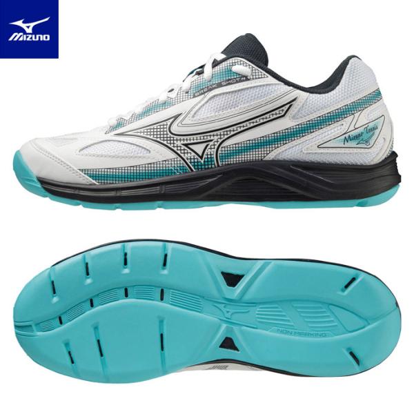 ミズノ テニスシューズ カーペット用メンズ レディース ブレイクショット4 CSテニスを始めるなら、まずこの1足。見た目の高級感にさらなる磨きをかけたエントリーモデル。カラー20：ホワイト×ネイビー×ターコイズ甲材／人工皮革、合成繊維底材／...