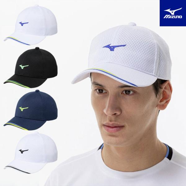 ミズノ テニス キャップ ユニセックス 男女兼用サイズ　フリー（56〜60cm）カラー01：ホワイト09：ブラック14：ドレスネイビー79：ホワイト×ブラック組成　ポリエステル100％中国製62JWD00101 62JWD00109 62J...