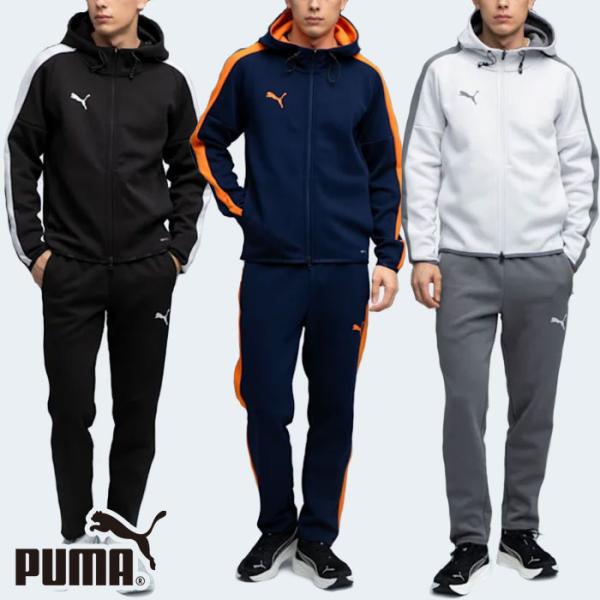 PUMA トレーニングウェア 上下セット メンズプーマ ボルテージ ニットジャケット＆パンツ特徴的な表面感のスペーサーニット素材が軽さとストレッチ性を両立し、トレーニング時や日常の移動にもスムーズにフィットします。吸水速乾機能のDRYCEL...