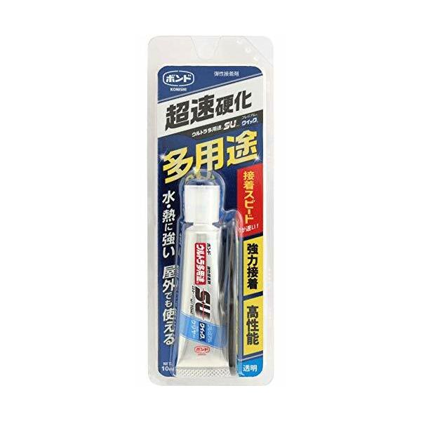 ◆種類：化学反応形接着剤 ◆成分：シリル化ウレタン樹脂(100％) ◆正味量：10ml ◆硬化時間の目安：固定/1〜2分　⇒　実用強度/30分　⇒　完全硬化/12時間