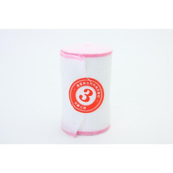 綿100％、赤ライン入り包帯。■製造、販売元：萬星衛生材料(株)■1包＝3巻入り■幅10cm×長さ9m