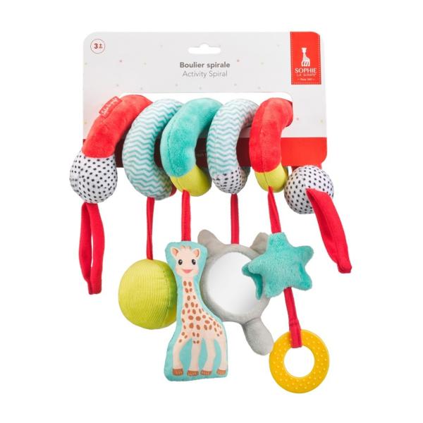 Activity Spiralストローラーやベビーベッドに巻きつけてご利用ください。(20〜80cmの長さ）両端は、マジックテープで固定できます。ループには、赤ちゃんの大好きなおもちゃがたくさんついています。キリンのソフィーからは、赤ちゃん...