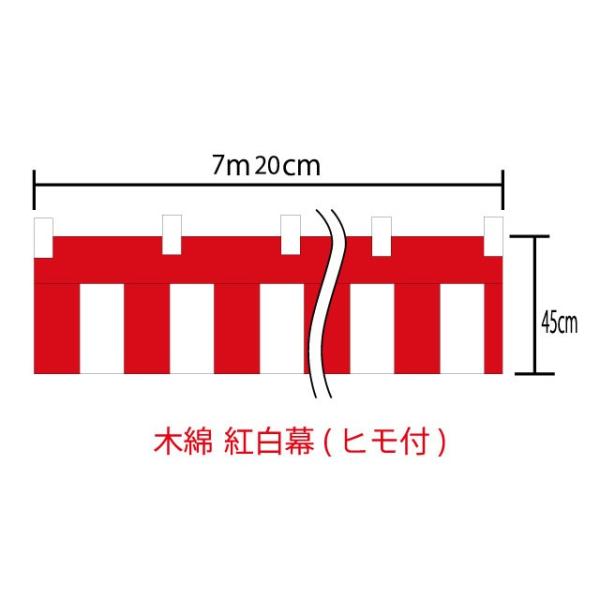 メール便は対応しません＊メール便選択時は宅急便に変更されます素材：綿100％(金巾)　＊チチ(ヒモ通し)はアクリル製です高さ：45cm巾　：720cm(4間)＊顔料染＊仕立て済(左右三つ巻縫い、チチ付)＊紅白ヒモ付属(太さ6mm、長さ 約8...