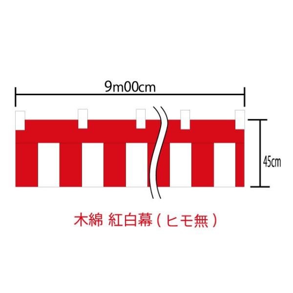 メール便は対応しません＊数量超過時は宅急便に変更されます素材：綿100％(金巾)　＊チチ(ヒモ通し)はアクリル製です高さ：45cm巾　：900cm(5間)＊顔料染＊仕立て済(左右三つ巻縫い、チチ付)＊紅白ヒモ付属しません　(紅白ヒモが必要の...