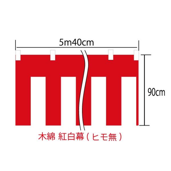 メール便は対応しません＊数量超過時は宅急便に変更されます素材：綿100％(金巾)　＊チチ(ヒモ通し)はアクリル製です高さ：90cm巾　：540cm(3間)＊顔料染＊仕立て済(左右三つ巻縫い、チチ付)＊紅白ヒモ付属しません　(紅白ヒモが必要の...
