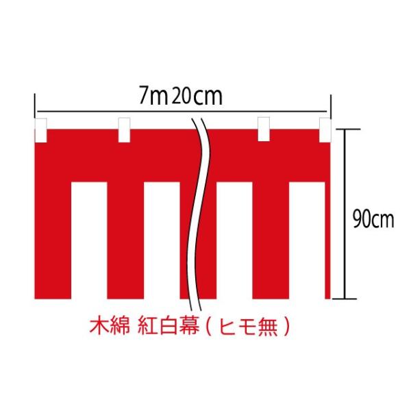 メール便は対応しません＊数量超過時は宅急便に変更されます素材：綿100％(金巾)　＊チチ(ヒモ通し)はアクリル製です高さ：90cm巾　：720cm(4間)＊顔料染＊仕立て済(左右三つ巻縫い、チチ付)＊紅白ヒモ付属しません　(紅白ヒモが必要の...
