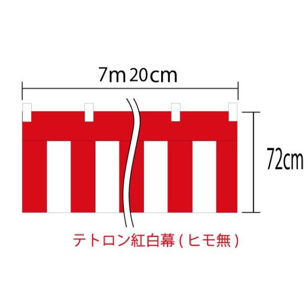 メール便は1個まで対応します＊数量超過時は宅急便に変更されます素材：テトロン100％(ポンジ)　＊チチ(ヒモ通し)はアクリル製です高さ：72cm巾　：720cm(4間)＊顔料染＊仕立て済(左右三つ巻縫い、チチ付)＊紅白ヒモ付属しません　(紅...
