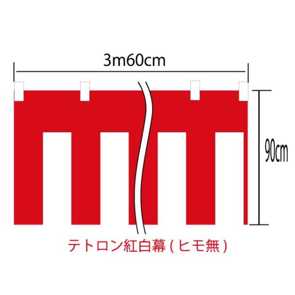 メール便は1通で2個まで対応します＊数量超過時は宅急便に変更されます素材：テトロン100％(ポンジ)　＊チチ(ヒモ通し)はアクリル製です高さ：90cm巾　：360cm(2間)＊顔料染＊仕立て済(左右三つ巻縫い、チチ付)＊紅白ヒモ付属しません...