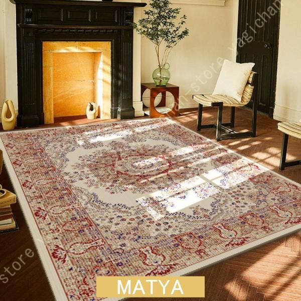 ◆材質：（表）ポリエステル ／ 裏面：不織布(滑り止め加工)  上品で優美に、そして、華やかな、上品で豪華、エレガントタイプのペルシャデザインです。 お部屋を華やかに彩りますので、トレンドのヴィンテージ系から西海岸風インテリ北欧系インテリア...