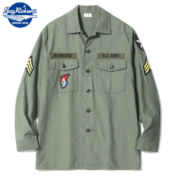 Lot No. BR29586SHIRT MAN'S COTTON SATEENOLIVE GREEN SHADE107“DEMILITARIZED ZONE”米陸軍が第2次大戦から採用していたヘリンボーンツイルのユーティリティーユニフォー...