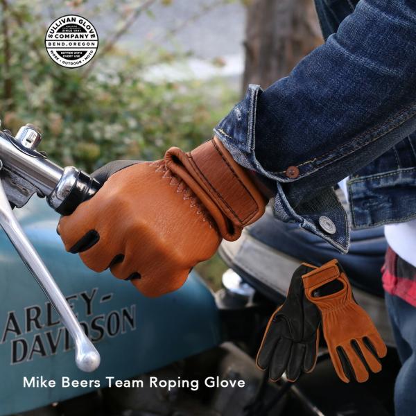 ■SULLIVAN GLOVE CO(サリバングローブ)Mike Beers Team Roping Gloveロデオホールオブフェイマーマイクビールによって設計されましたグローブで、手の甲側には柔らかい鹿革を使用し、掌側には薄く丈夫な山羊...