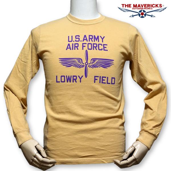 THE MAVERICKSミリタリー長袖Tシャツ USコットン後染め※「THE MAVERICKS OUTSIDERWORKS」は登録商標（登録番号：第6215840号）U.S.Army Air Force(米陸軍航空隊)基地「LOWRY ...