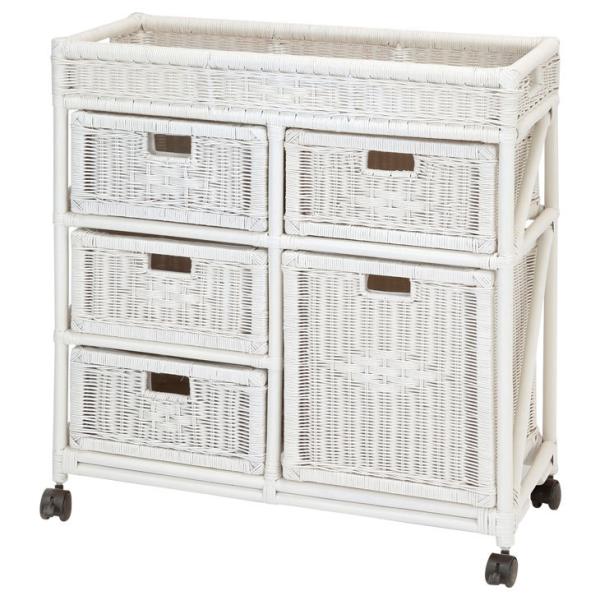 収納力抜群の天然素材。ラタンランドリーチェスト ワイド3段「家族分の着替えをひとまとめにしたい」「脱衣所に温もりが欲しい」という方に最適な、天然籐（ラタン）のランドリーラックです。幅約74cmのワイド設計で、家族全員のバスタオルやパジャマ、...