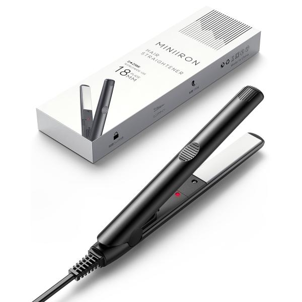 RUNCTY ストレートヘアアイロン ミニ 超軽量 2WAY ヘアアイロン 前髪 カール ストレート 高温220℃ 急速加熱 マイナスイオン搭載 ツヤ髪 ヘアケア コテ 18mm コンパクト 持ち運び便利 ヘアスタイリング ワンタッチロック...