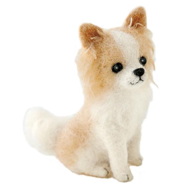 ハマナカ フェルト羊毛キット ふわふわ羊毛でつくる、フェルト犬 チワワ(ロングコート) H441-422 Designed by 須佐沙知子 ・セット内容:フェルト羊毛、目、テキスト・出来上がりサイズ:縦約9.2cm・対象性別 :男女共用・...
