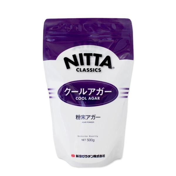 新田ゼラチン クールアガー 500g ・内容量:500g・原材料:ローカストビーンガム(11%)、カラギーナン(9%)、リン酸-カリウム(3%)、ぶどう糖(77%)・商品サイズ(高さx奥行x幅):260mm×30mm×150mm
