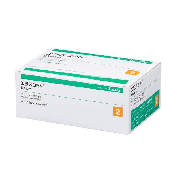 アルケア(Alcare) オールコットン弾力包帯 11621 エラスコット 50mm×4.5m 1箱6巻入 ・●材質：綿100％●幅×伸長時：50mm×4.5m●入数：1箱（6巻入）●型番：11621●種類：2号
