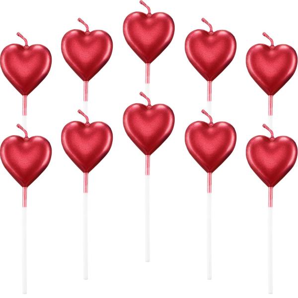BBTO メタリックハートバースデーキャンドル ケーキキャンドル カップケーキトッパーキャンドル デザートキャンドルホルダー 結婚式、記念日、ロマンチックな夜、母の日、パーティーの装飾に。 ・ハートキャンドルセット:ハート型キャンドル10個...