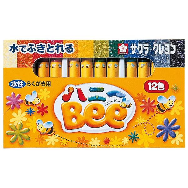 サクラクレパス 水性クレヨン ハニーBee 12色 WY12R1 ・【12色】黄色・薄橙・茶色・赤・桃色・水色・黄緑・緑・青・灰色・黒・白・【本体サイズ】90×150×18mm・【特長1】水でふき取れる水性タイプ・【特長2】ミツバチの巣より...