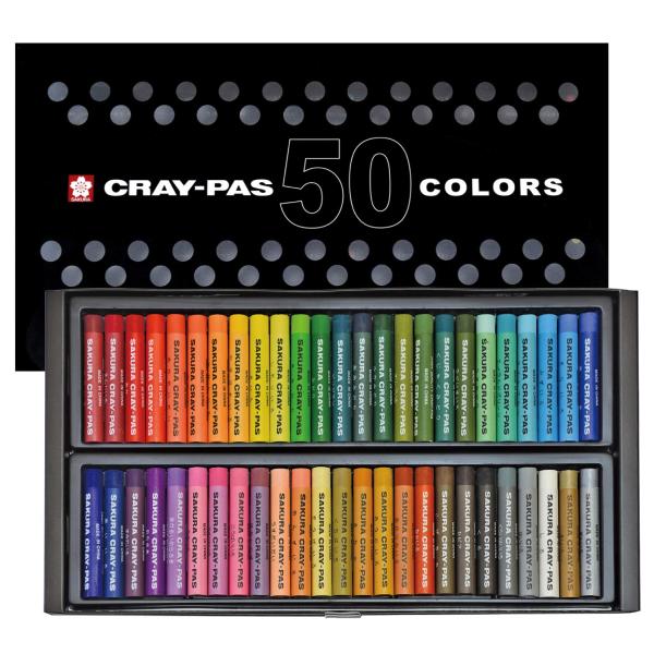 サクラクレパス クレパス 太巻50色セット VP50 ・"【色】あお・ぐんじょう・あいいろ・あかるいむらさき・むらさき・すみれいろ・うすだいだい・ももいろ・こうばいいろ・うすべにいろ・くちばいろ・オリーブ・ほだんねず・おうどいろ・きちゃ・あ...