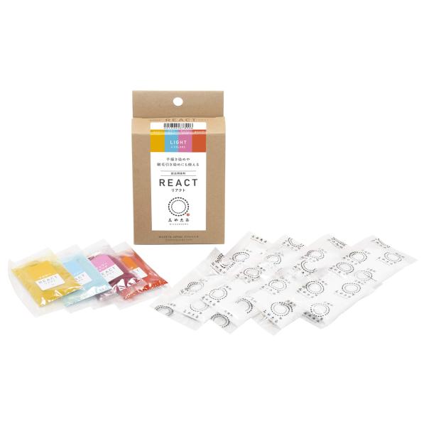 桂屋ファイングッズ(Katsuraya fine goods) みや古染 技法用染料 REACT リアクト ライト/LIGHT 4色セット ・仕様：みやこ染 技法用染料・内容：粉末染料 5ｇ×4包、定着剤10ｇ×8包・品番：-・色・柄：LI...