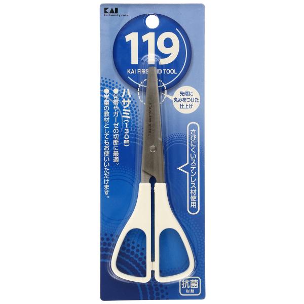 貝印 #000KF1036 ・65×180×7・刃部/ステンレス刃物鋼・ハンドル/ABS樹脂(抗菌剤含有)・日本・包帯、ガ-ゼ、脱脂綿などの切断に適したハサミ