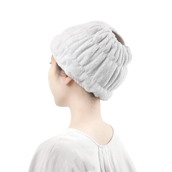 東和産業 ヘアドライタオル ヘアターバン Qsui ヘアバンド グレー 約20×17cm 34149 洗顔 吸水 速乾 幅広 お風呂上がり ふわもこ ヘアドライキャップ マイクロファイバー ・しっかり水分を吸ってドライヤー時間が短縮！・フリ...