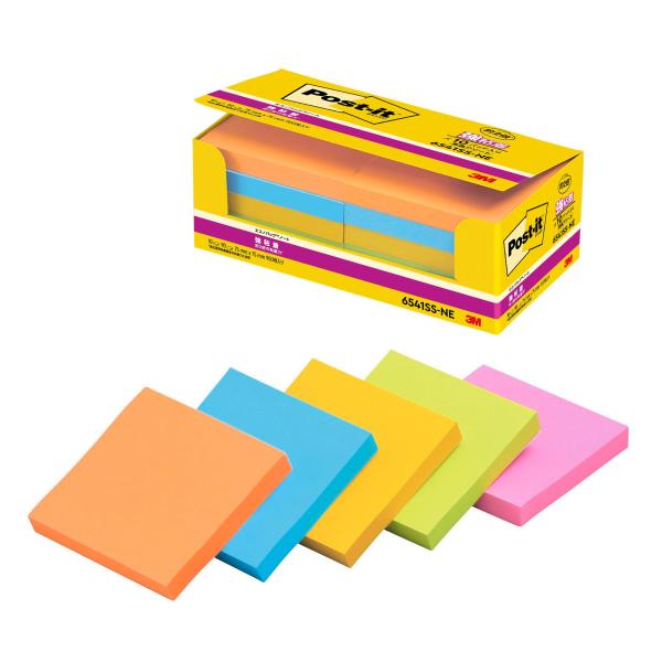 ポストイット 付箋 強粘着 ノート ネオンカラー 75×75mm 90枚×10冊 6541SS-NE ・サイズ:75x75mm・中身が見やすく取り出しやすい、収納に便利な紙箱入り。・仕様:ノート・数量:90枚x10・色:オレンジ、エレクトリ...