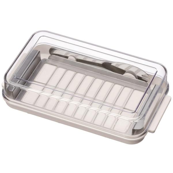 ステンレスバターカッター&amp;ケース(バターナイフ付) BTG2DX ・●バターカッター、バターナイフは本体に収納できます。・サイズ:バターケース/約107×190×43mm・バターナイフ(約):129mm・先割れバターナイフ付・原産国...