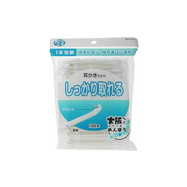 しっかり取れる綿棒 100本 ・サイズ(外装):幅125*奥行23*高さ160(mm)・内容量:100本(1本包装)・耳かきタイプで、しっかり取れる綿棒です。清潔な1本包装。
