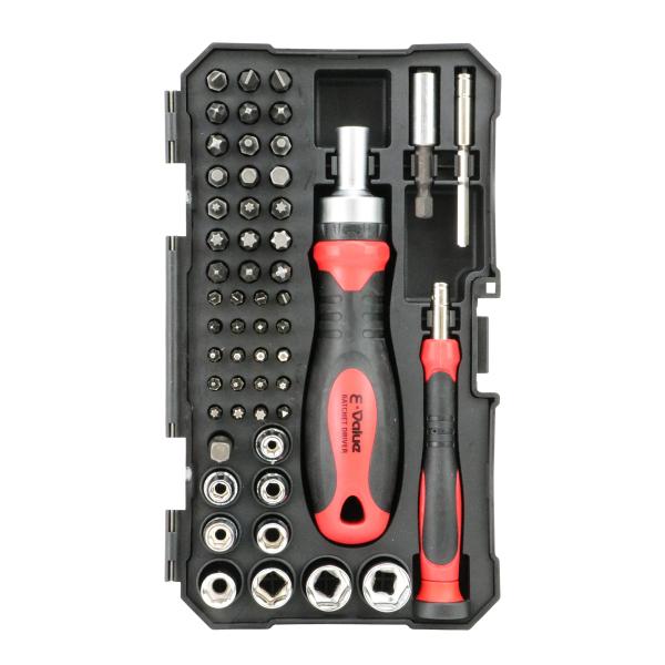 イーバリュー(E-Value) マルチドライバーセット 六角対辺6.35mm(標準)/六角対辺4mm(精密) ERD-140 ・セット内容(六角対辺4mm):精密ドライバーハンドル・エクステンションビットホルダー・プラスビット(+00・+0...