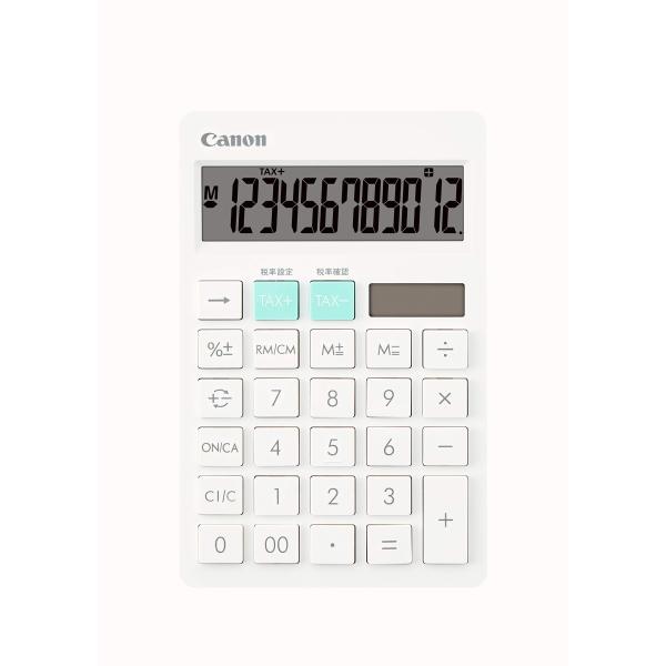 <div class="product_wrapper">  <div class="title">Canon キヤノン 電卓 HS-1200TC ホワイト 12桁 卓上 スタイリッシュデザイン 抗菌仕様 税計算対応...