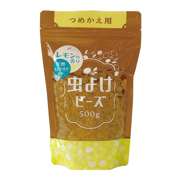 <div class="product_wrapper">  <div class="title">ウエ・ルコ 虫よけビーズII つめかえ用 レモンの香り 500g 天然虫よけ成分 お部屋 玄関に 防虫剤</d...