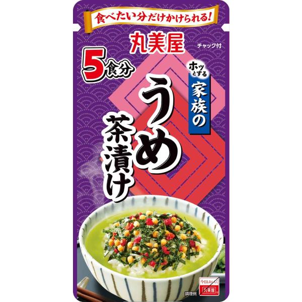 丸美屋 家族のうめ茶漬け 大袋 33g ・ブラント名: 丸美屋食品工業・メーカー名: 丸美屋食品工業・原材料:調味顆粒(食塩、砂糖、鰹節粉、抹茶、でん粉)(国内製造)、あられ、味付梅肉(梅肉、デキストリン、食塩、でん粉、梅酢、小麦粉、パーム...