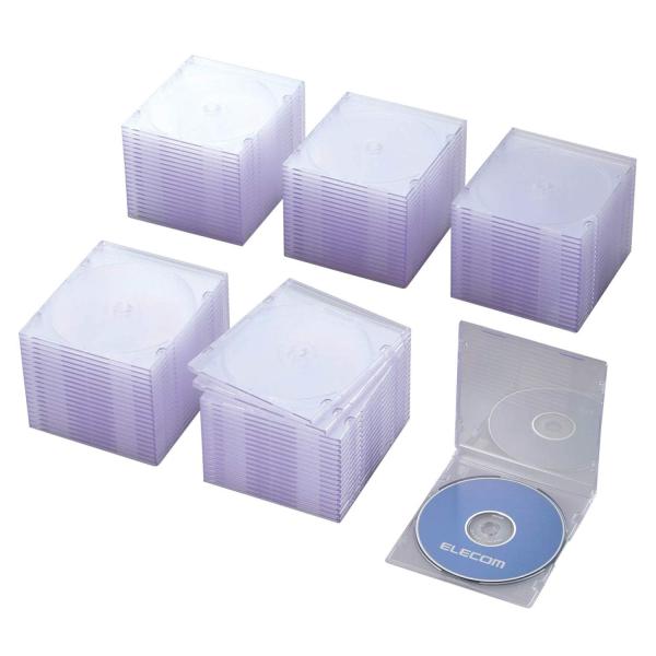 エレコム(ELECOM) DVD CDケース プラケース スリム 1枚収納 100枚パック クリア CCD-JSCS100CR ・ジャケット収納:○・入り数:100・厚さ約5mmのスリムタイプ。コンパクトに収納できるスリムタイプのBlu-r...