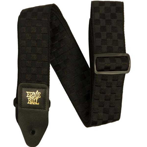 【正規品】 ERNIE BALL 5341 ギターストラップ JACQUARD STRAP BLACK CHECKERS ジャカード・ストラップ ブラック・チェッカーズ ・2インチ（約50mm）の幅広仕様・ジャカード織りならではのスタイリッ...