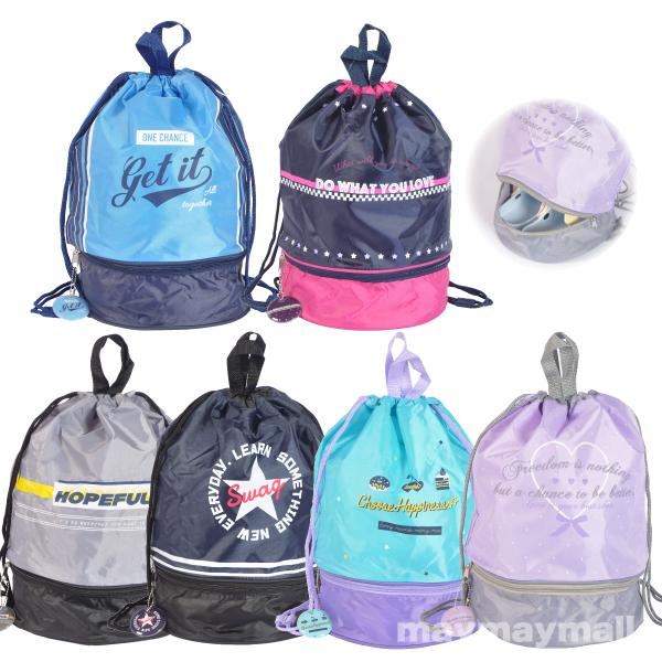 2層タイプのプールバッグ！上には水着やタオル。下にはサンダルやスリッパなどを入れるのにぴったり★ネームタグもついてます！！肩紐付きのため、ナップサックとしても使用可◯●サイズ：約H38cm×W35cm×直径23cm※画像参照(スタッフによる...