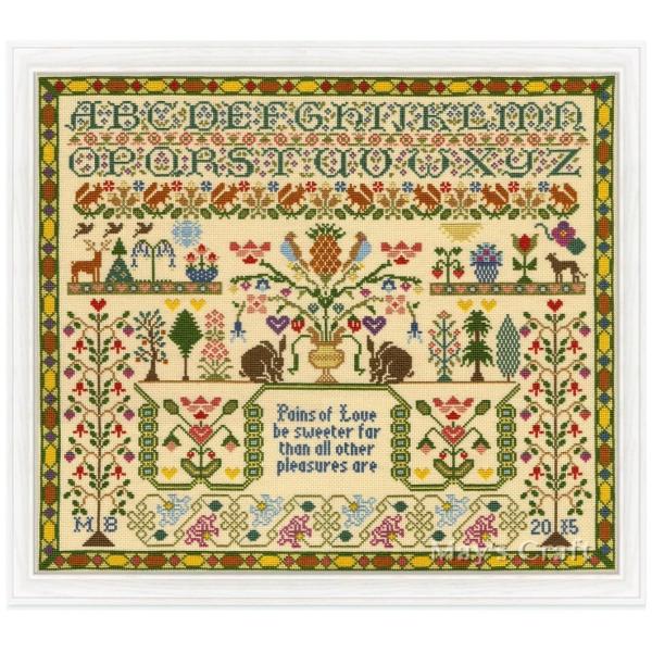 ★わかりやすい日本語解説付きです★【 キット内容 】  布（16-count parchment Zweigart社製 Aida） 刺繍糸（Madeira社製 cotton） 刺しゅう針　詳細図案　英文説明書　日本語解説　（フレーム、額はつ...