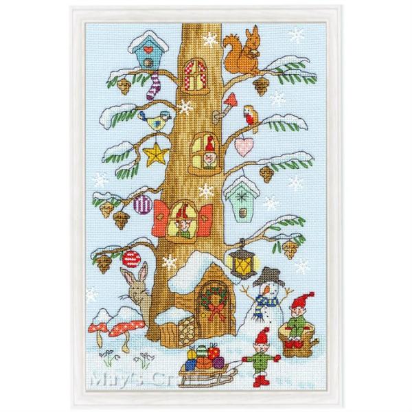 【 キット内容 】  布（ペールブルー・14-count Zweigart社製 Aida） 刺繍糸（cotton, sparkle） 刺しゅう針  スパンコール  詳細図案　英文説明書　日本語解説　（フレーム、額はついておりません）【 完成...