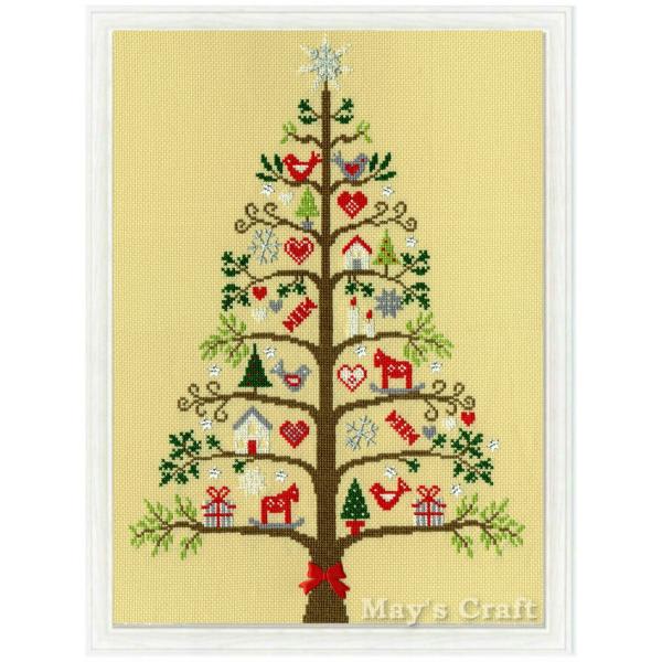 ★わかりやすい日本語解説付きです★【 キット内容 】  布（14-count parchment coloured  Zweigart社製 Aida） 刺繍糸  刺しゅう針　飾り　詳細図案　英文説明書　日本語解説　（フレーム、額はついており...