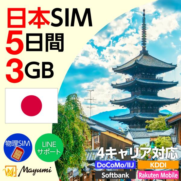 ■対応国：本SIMカードは日本国内でご利用いただけます。■プラン詳細●データ容量：3GB/5日有効●有効期間：開通日から各プラン日数●通話・SMS：非対応（データ通信専用）※プラン内容は在庫状況により変更となる場合があります。■利用方法(1...
